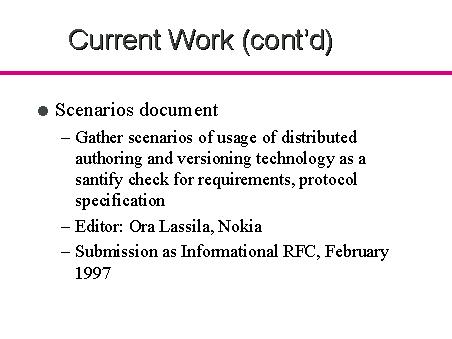 Current Work (cont’d)