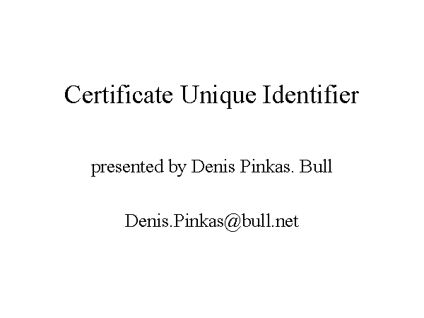 Certificate Unique Identifier