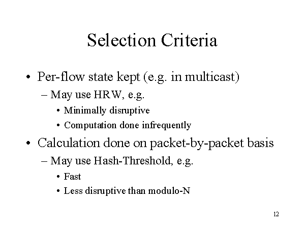 Selection Criteria