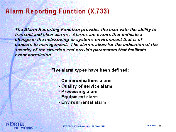 Alarm Reporting Function (X.733)