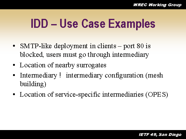 IDD – Use Case Examples