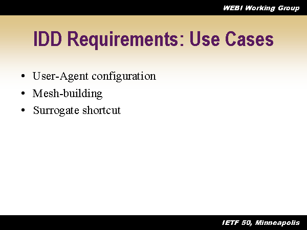 IDD Requirements: Use Cases